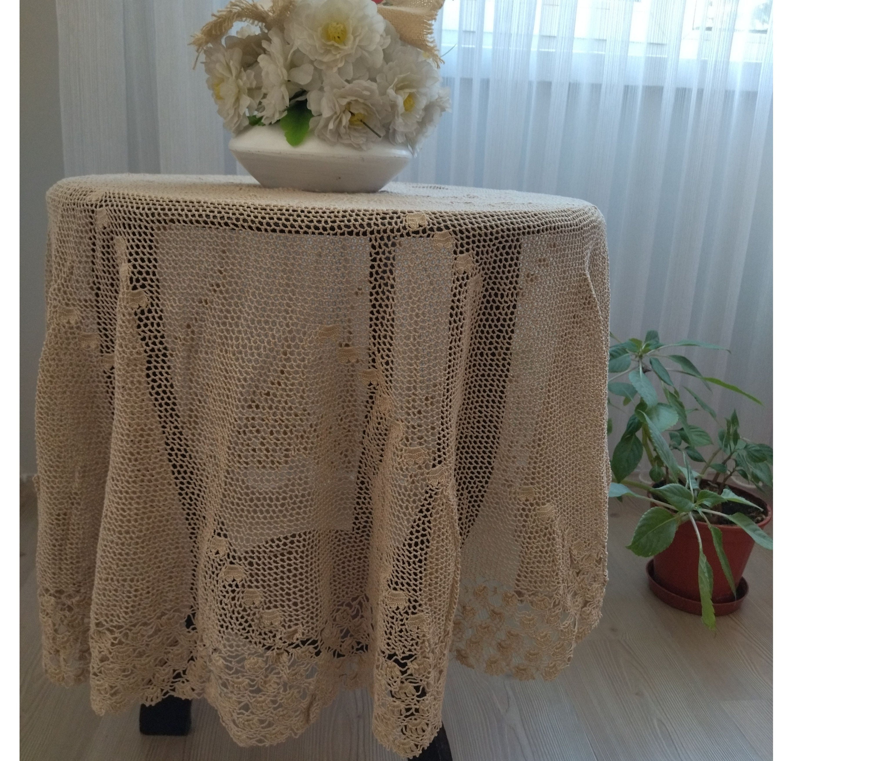 Round Lace Tablecloth,vintage New Home Gift,authentic,boho, Banquet ...