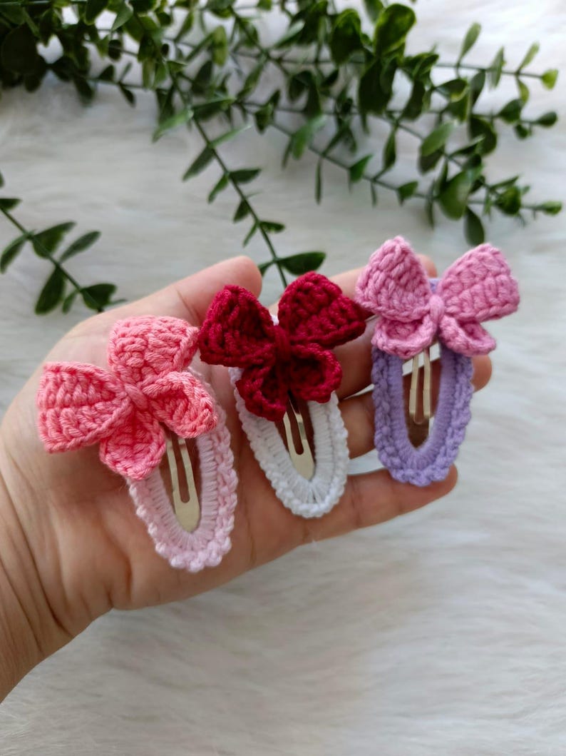 Crochet Bow Hair Clip Pattern, Girls Barrettes (digital Download) - Etsy
