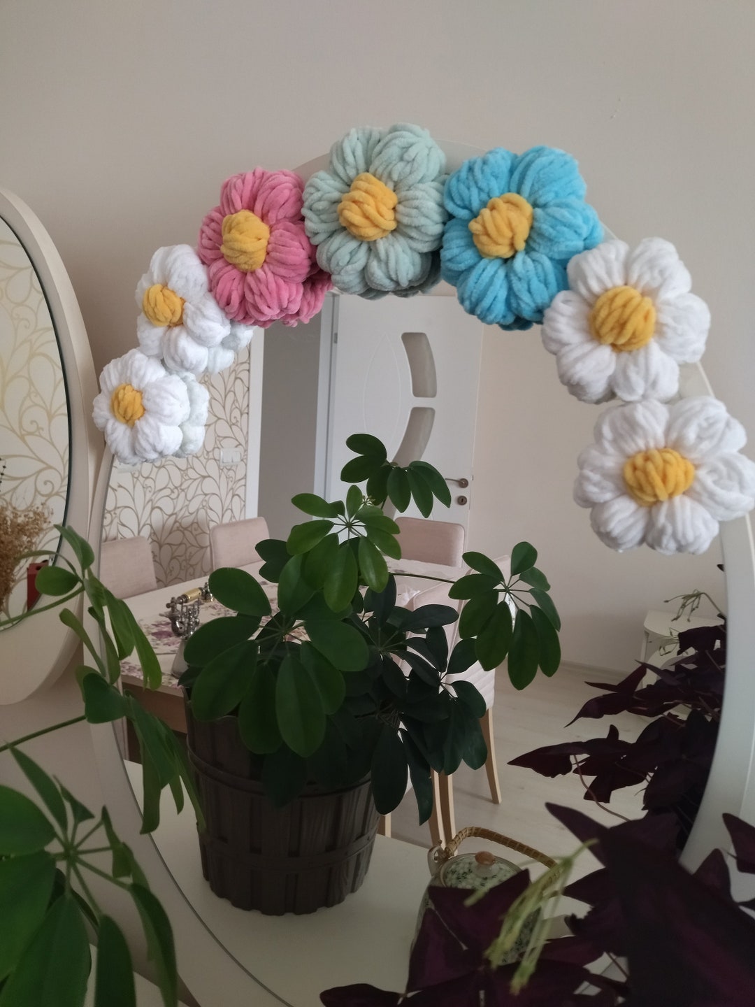 Daisy Wall and Mirror Decor,daisy Nursery Decor,daisy Wall Hanging ...
