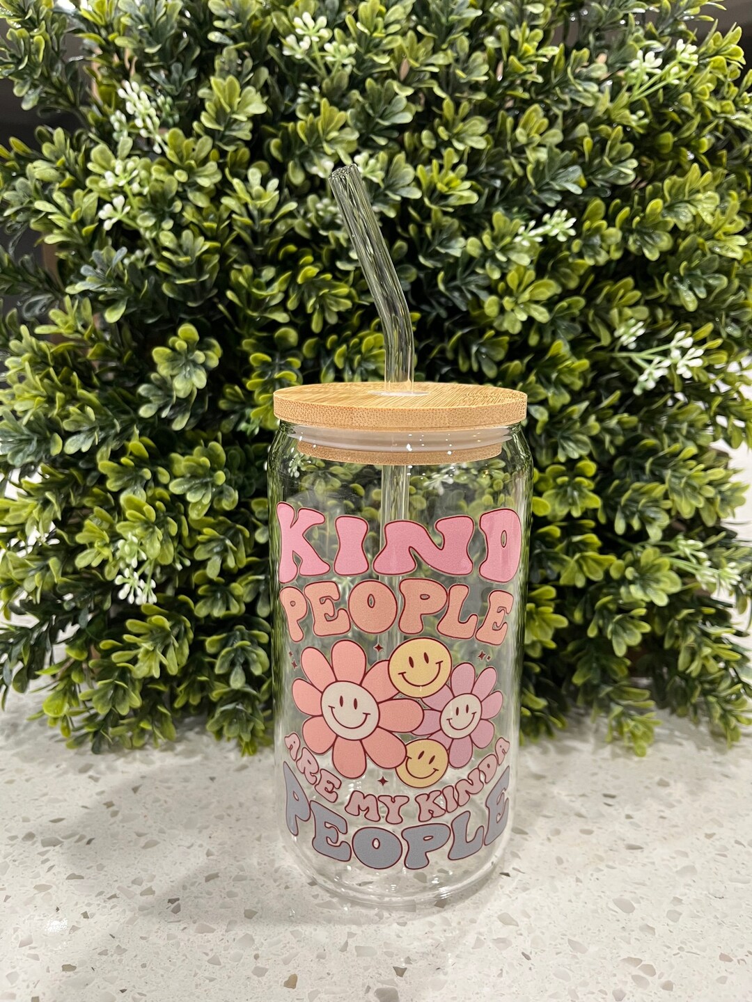 Be Kind Iced Coffee Glass Cup Glass Cup With Lid and Straw Glass ...