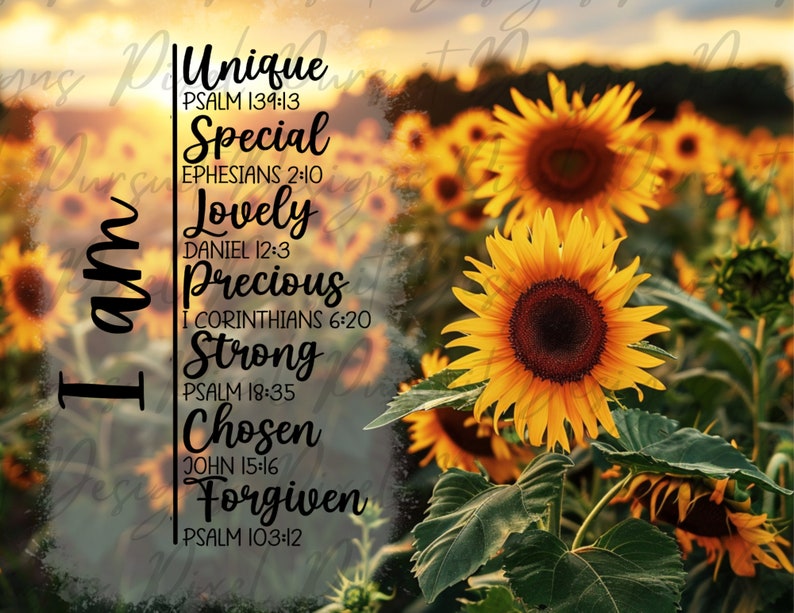 Sunflower Bible Verse 20oz Tumbler Wrap (PNG Digital Download) - Etsy