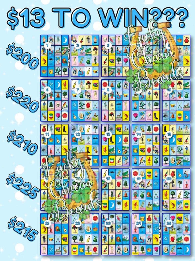 Loteria Board, FTF, First to Fill, Full Card, 25 Numbers, PYP - Etsy