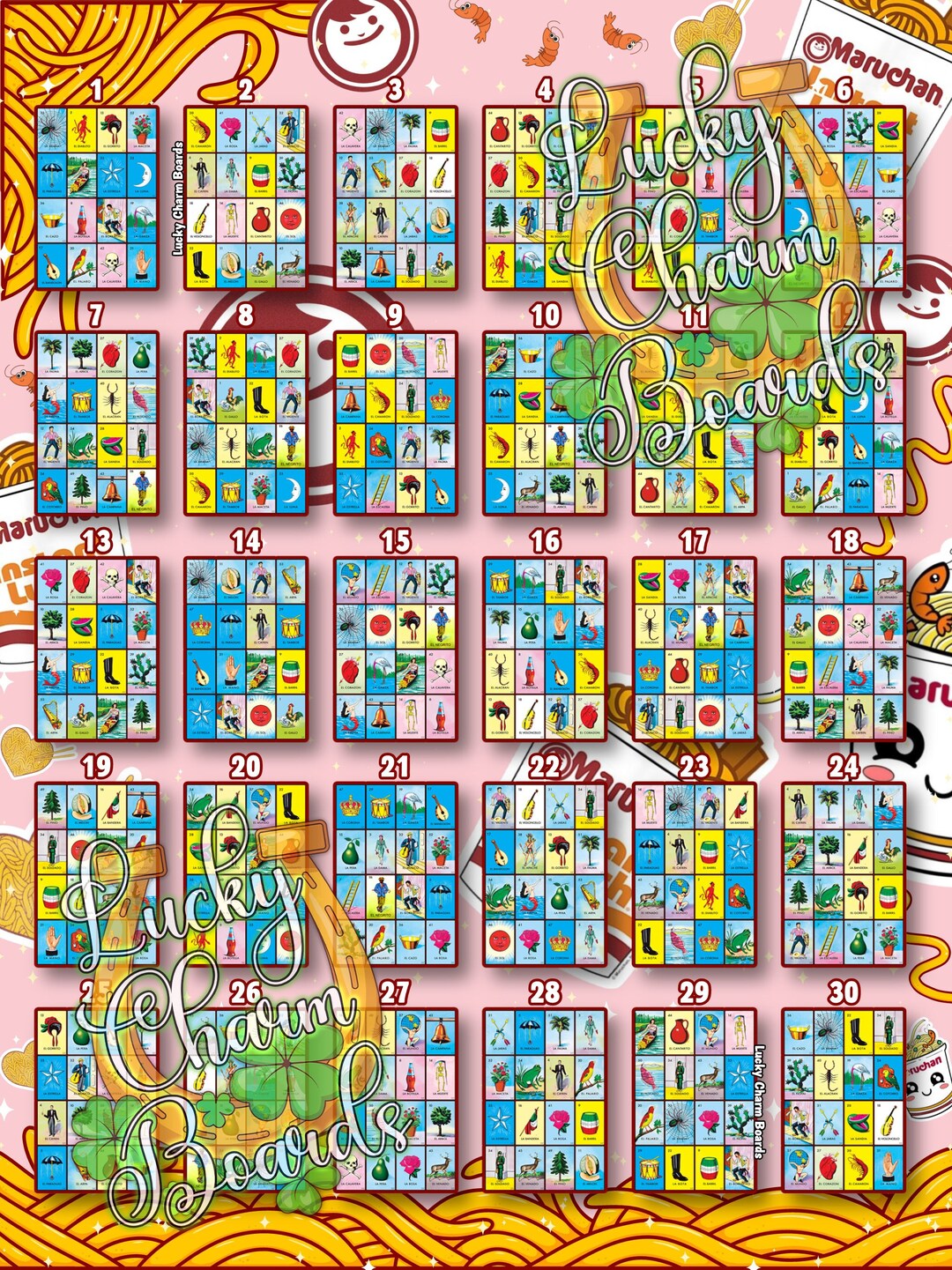 Loteria Board, First to Fill, FTF, Full Card, 30 Numbers - Etsy