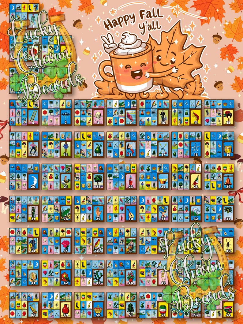 Loteria Board, Big Card, FTF, First to Fill, Full Card, 54 Numbers - Etsy