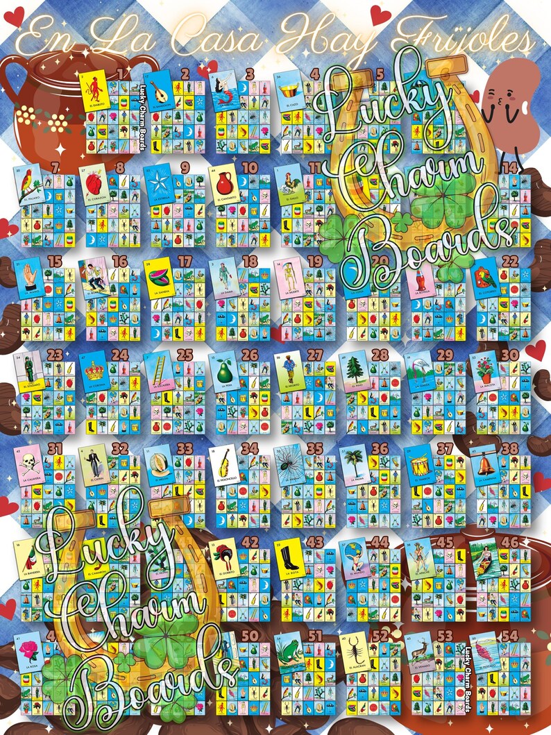 Loteria Board, First to Fill, 5x5, 25 Figures, Full Card, 54 Numbers ...