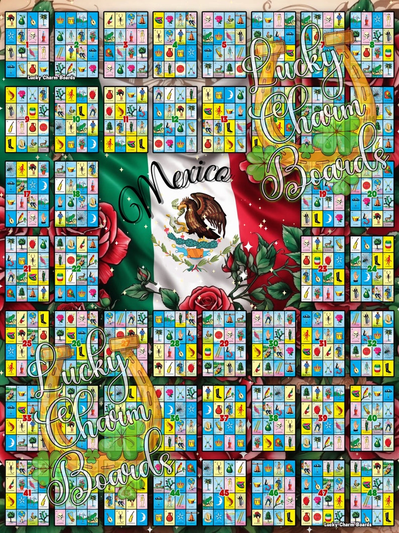 Loteria Board, First to Fill, FTF, 48 Numbers, Full Card, MEXICO, Sept 15, Independence Day - Etsy