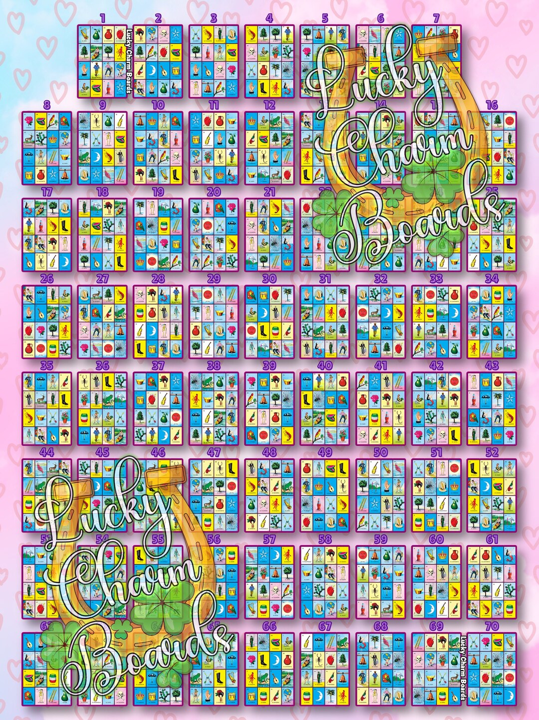 Loteria Board, First to Fill, FTF, Full Card, 70 Numbers - Etsy