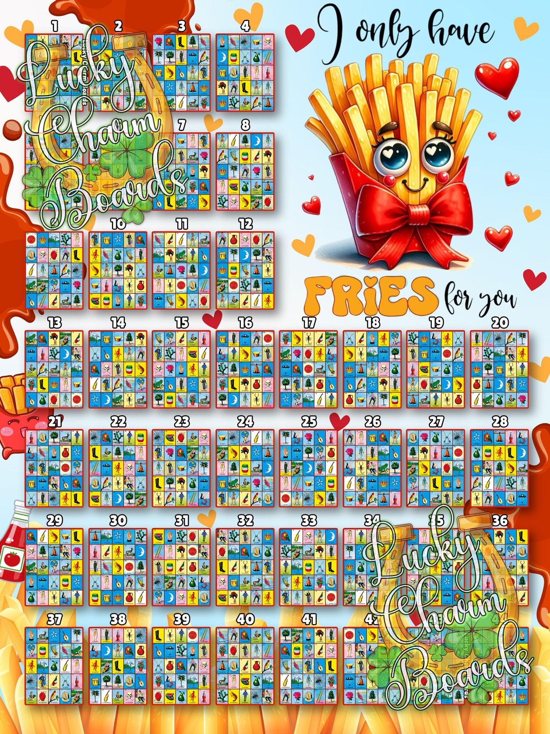 DIGITAL LOTERIA BOARD, First to Fill,5x5, Ftf, Loteria Game Boards, 40 ...