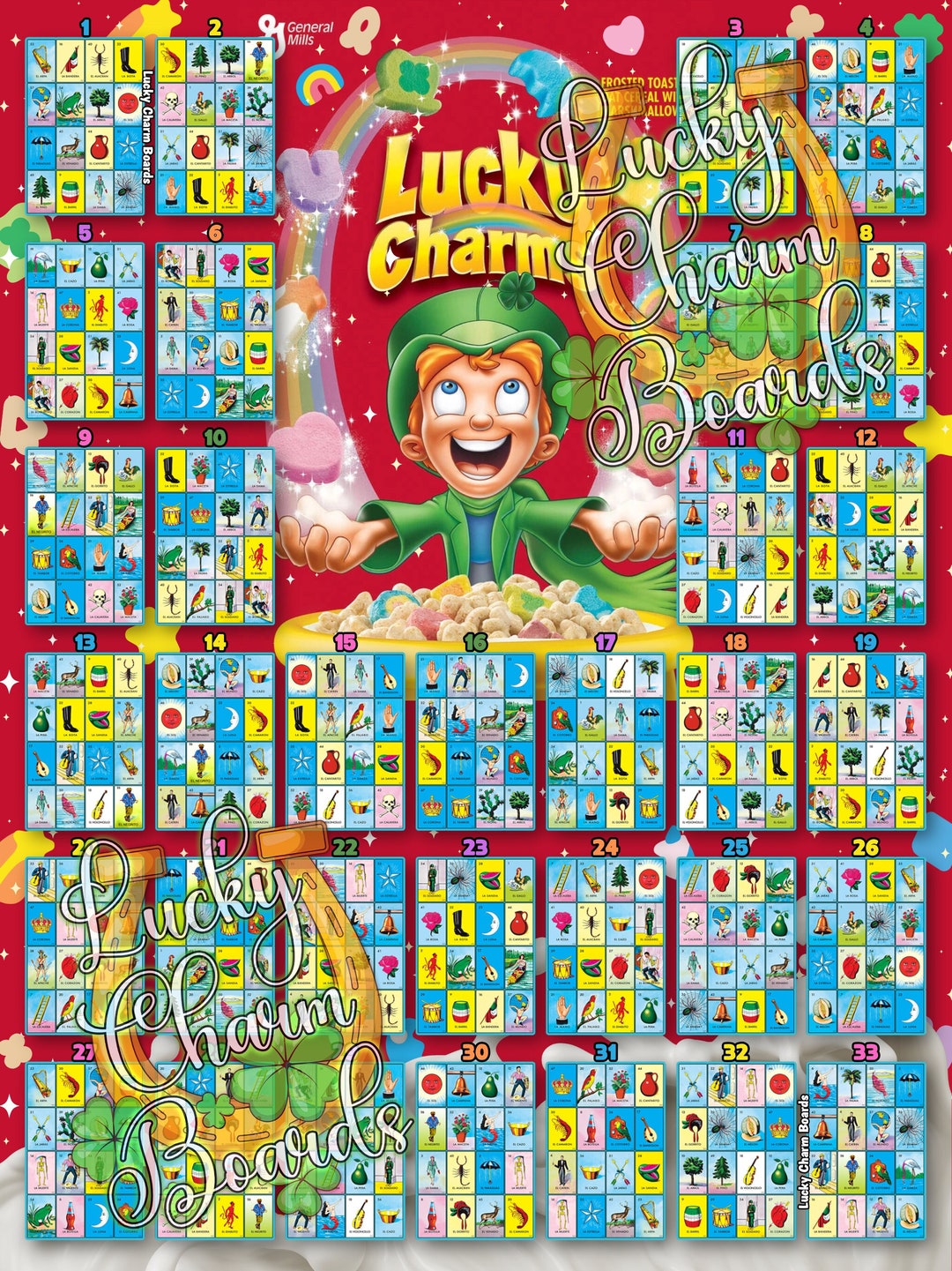 Loteria Board, First to Fill, FTF, Full Card, 33 Numbers - Etsy