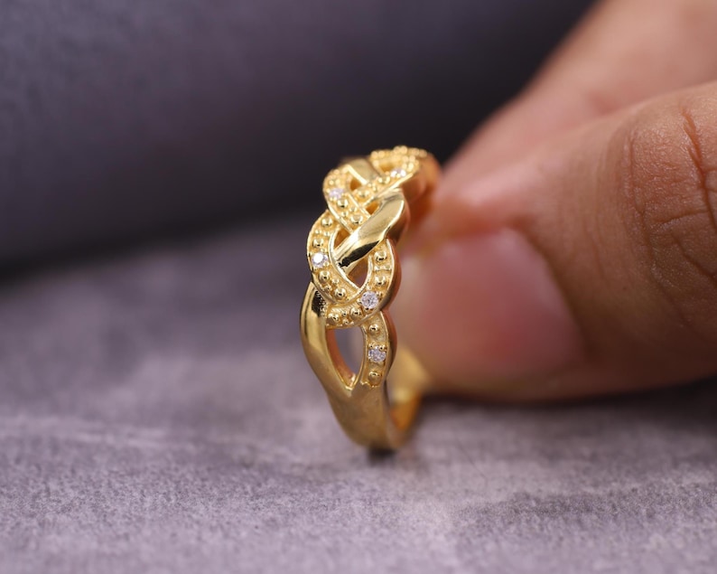 Celtic Knot Ring, 14k Solid Gold Ring for Women, Irish Wedding Band ...