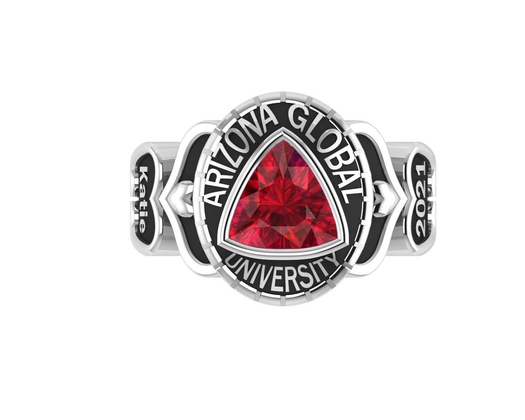 Birthstone Trillion Cut Diamond Ring, Customized Silver925 High School ...
