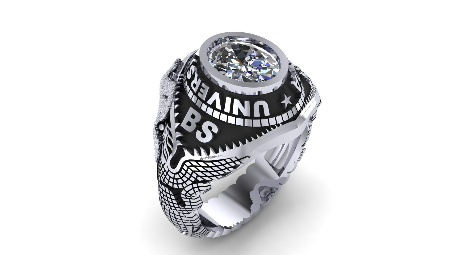 Silver US Army Ring, 925K Sterling Silver Force Ring, US Eagle Ring ...