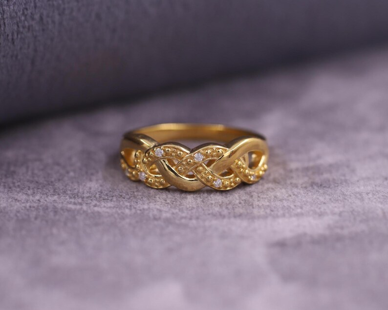 Celtic Knot Ring, 14k Solid Gold Ring for Women, Irish Wedding Band ...