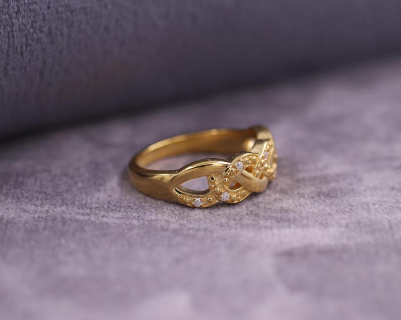 Celtic Knot Ring, 14k Solid Gold Ring for Women, Irish Wedding Band ...