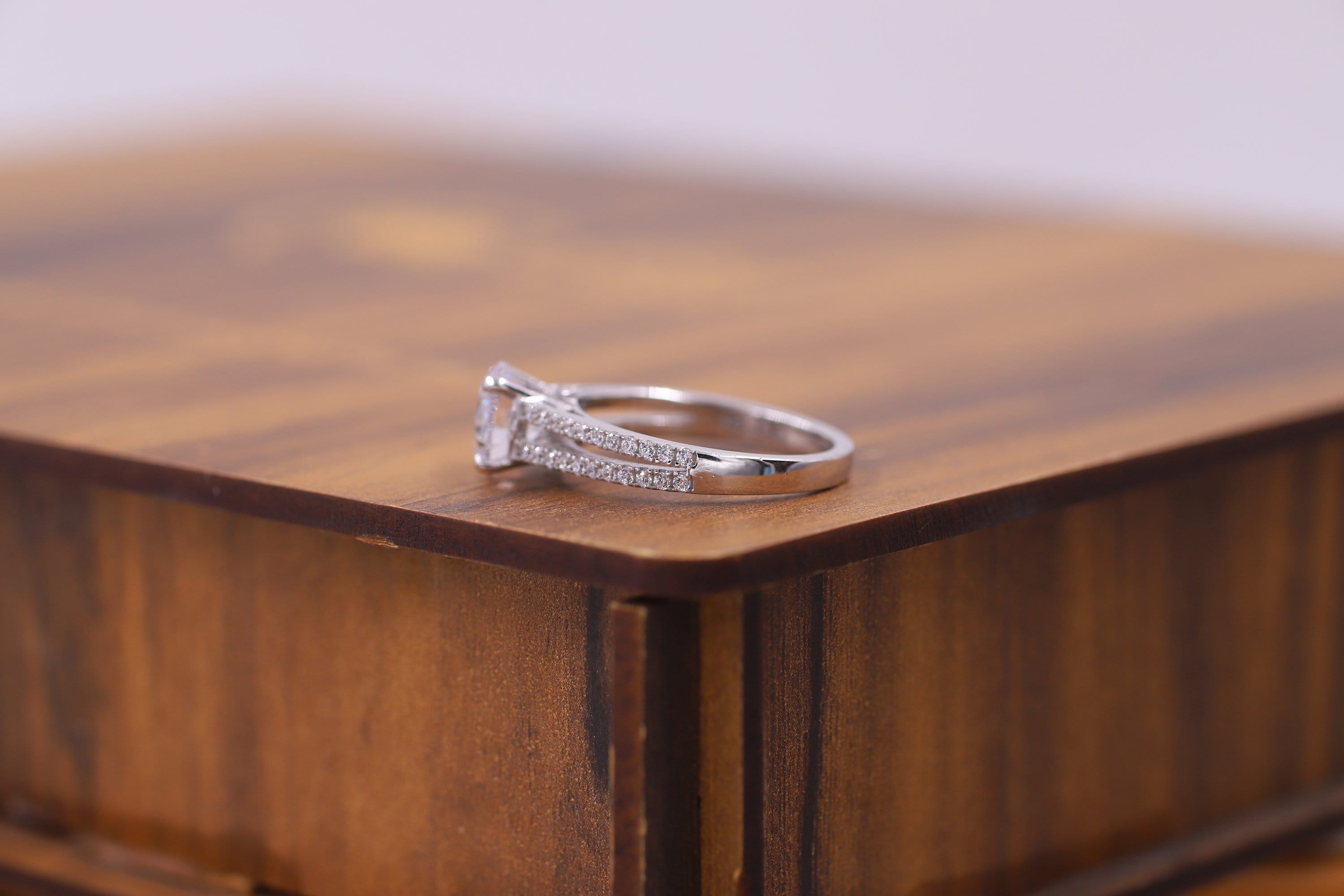 1.0 CT Split Shank Engagement Ring, Personalized Ring, Double Band Ring ...