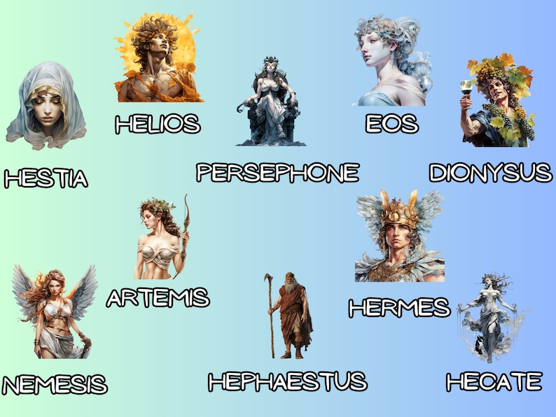 Greek Mythology Gods & Goddesses Clip Art Pack, 21 PNG, 300 DPD ...