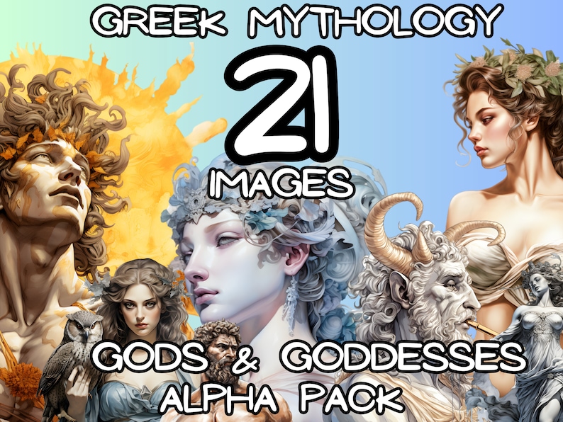 Greek Mythology Gods & Goddesses Clip Art Pack, 21 PNG, 300 DPD ...