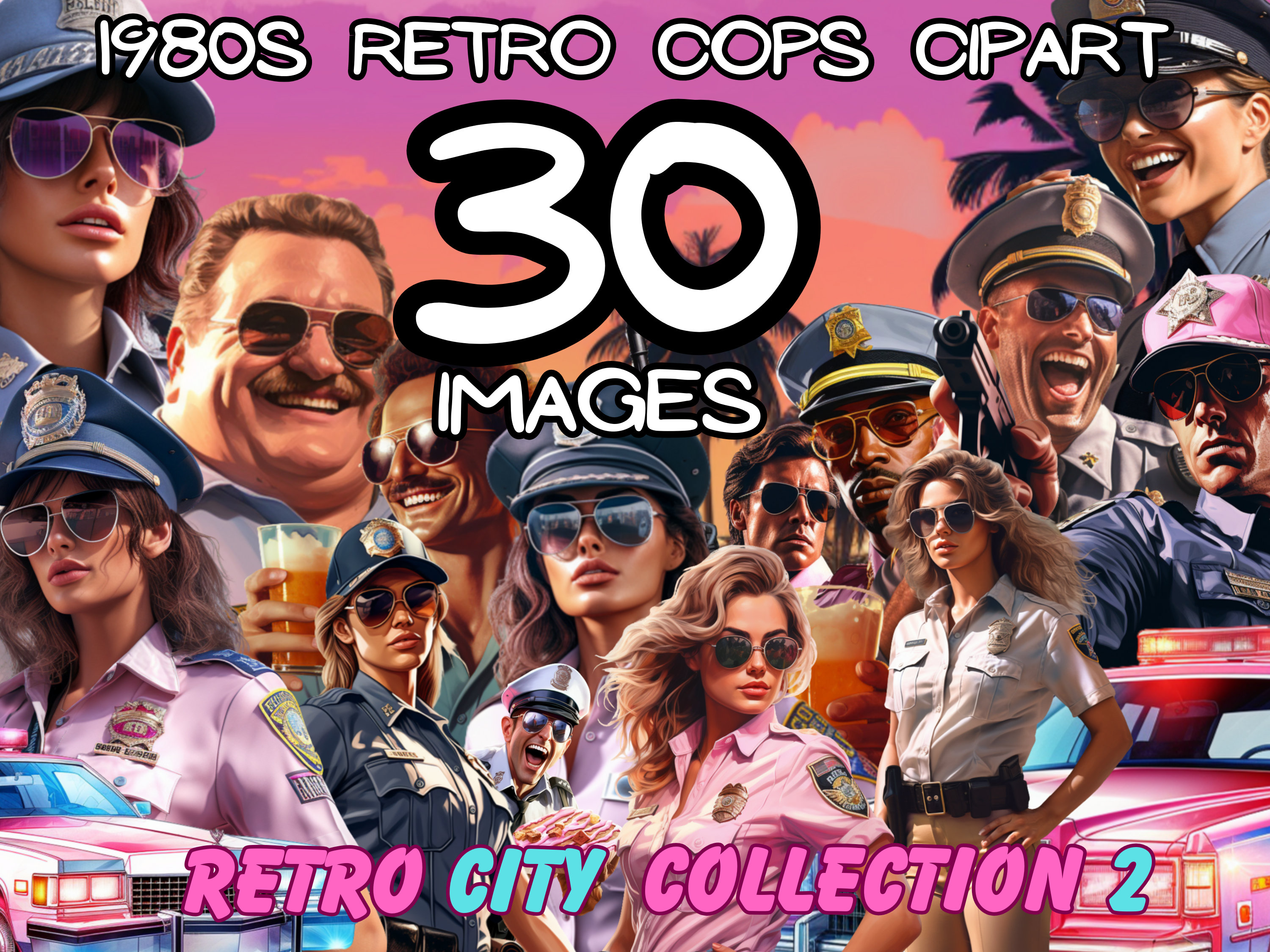 1980s Clipart Retro Police Clipart Gamer Clipart 30 High - Etsy