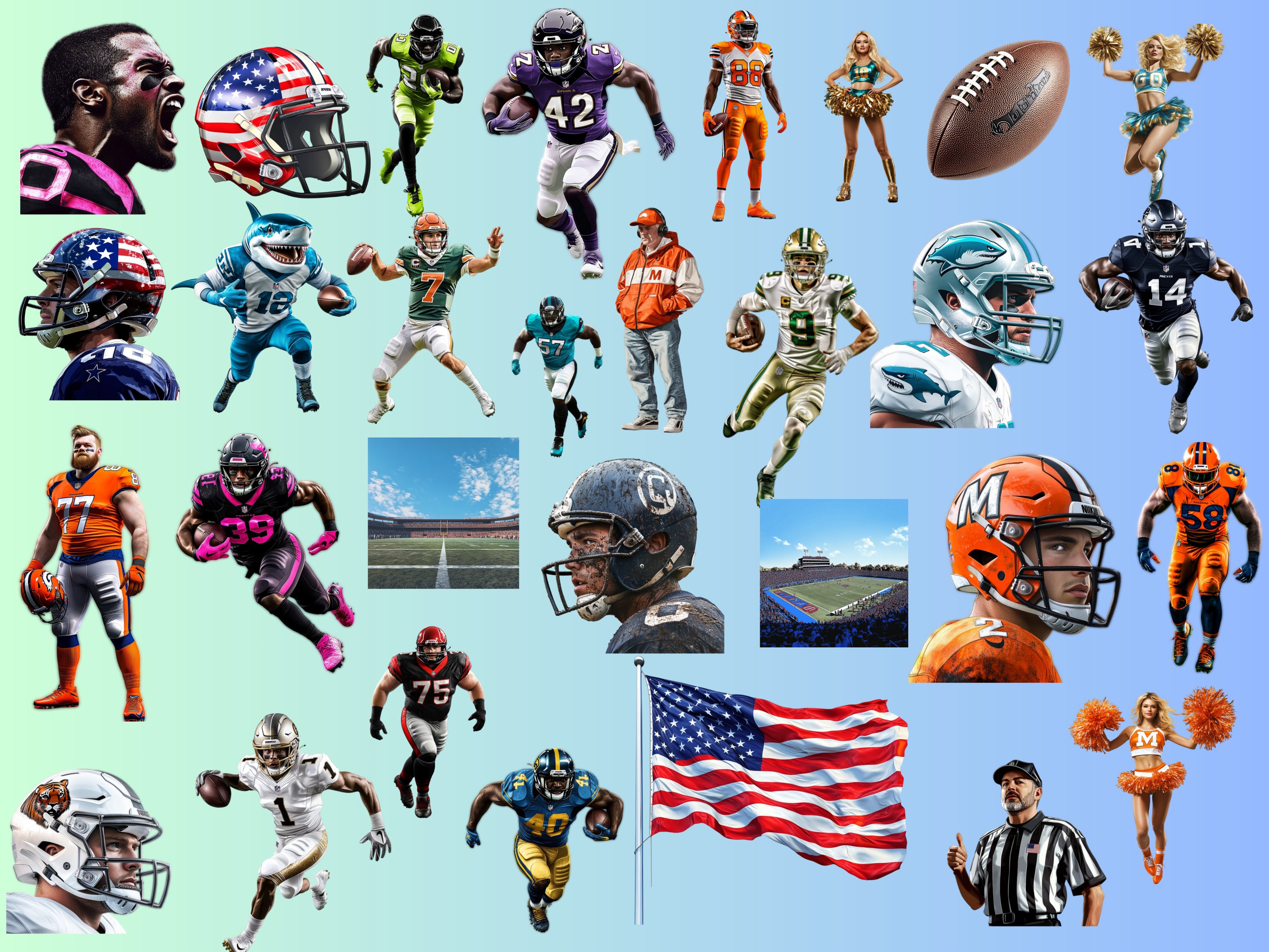 FOOTBALL Clipart, American Football Clipart, Gridiron, Sports Clipart ...