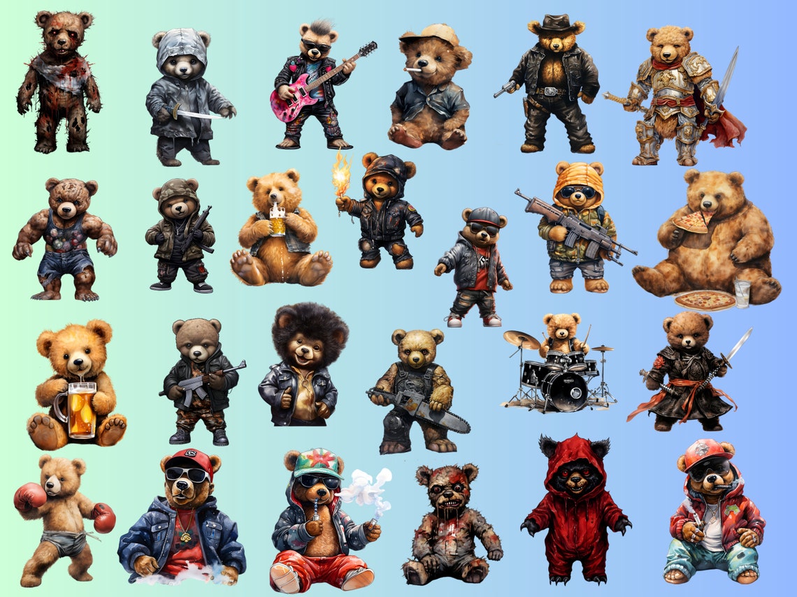 Bad Teddy Bears, Bad Taste, Birthday Teddy's Clipart, High Resolution ...