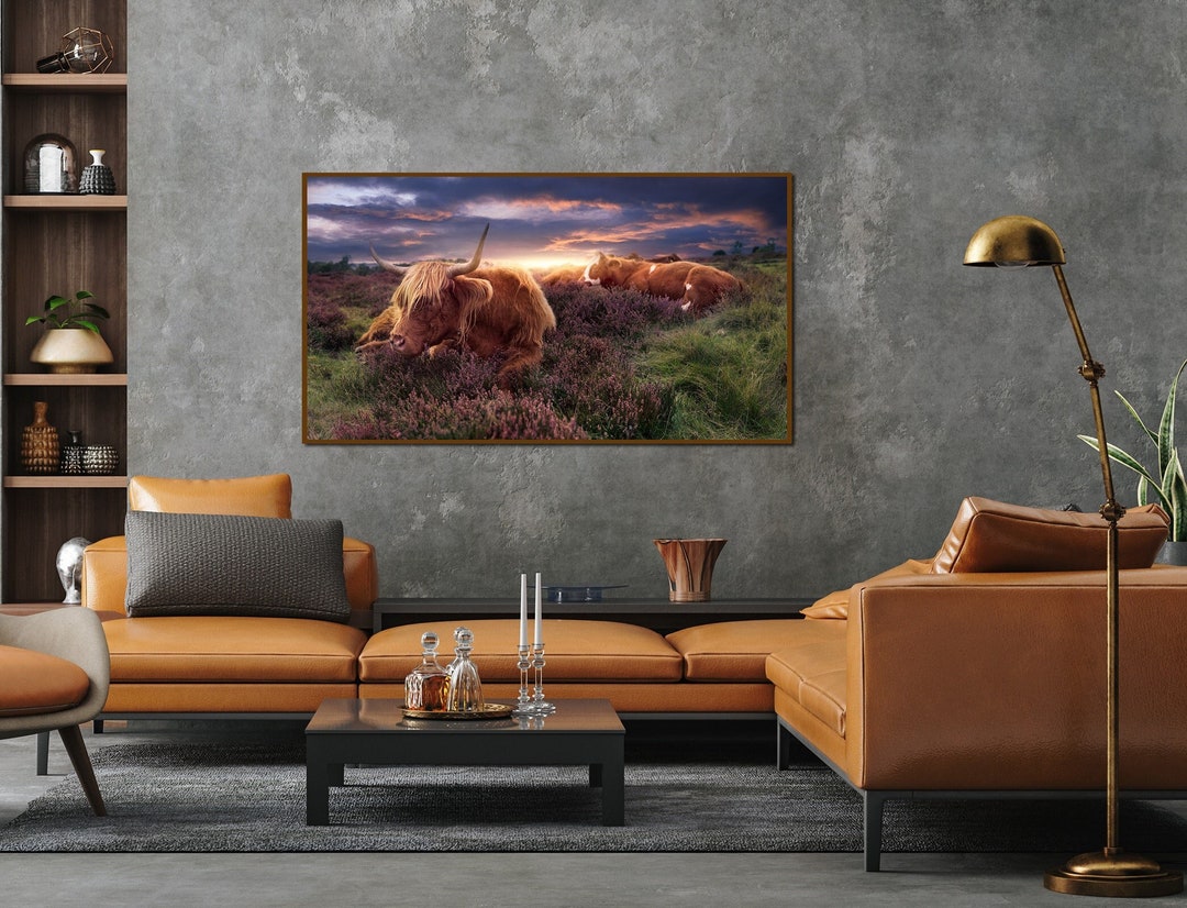 Highland Cow Peak District Landscape Print Nature and Animals. Wall Art ...