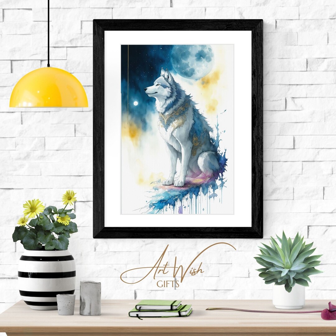 Gray Wolf Watercolor Painting Wall Art Digital Download Full - Etsy