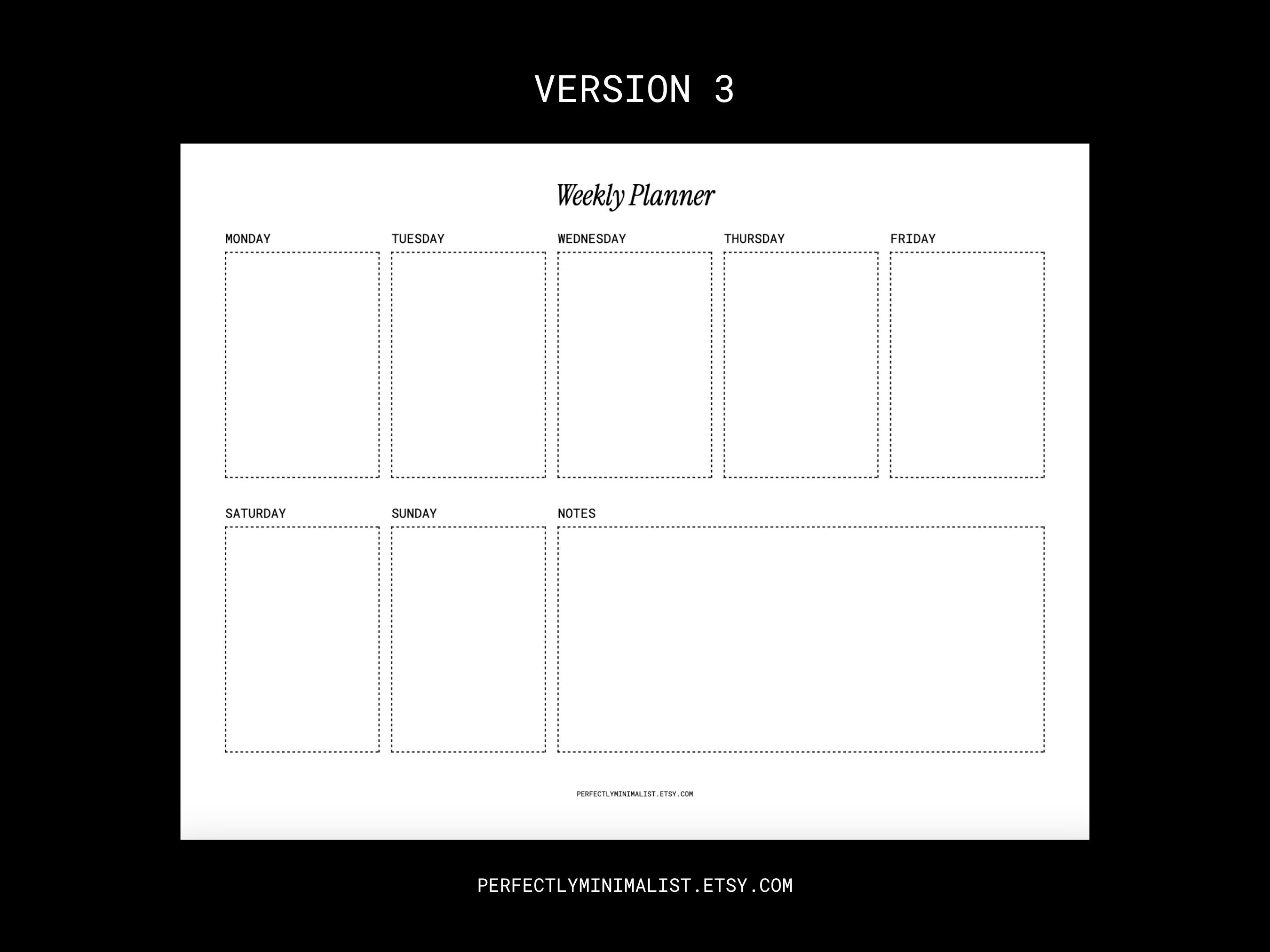 Minimalist Weekly Planner Printable PDF | Week at a Glance | Minimalist ...