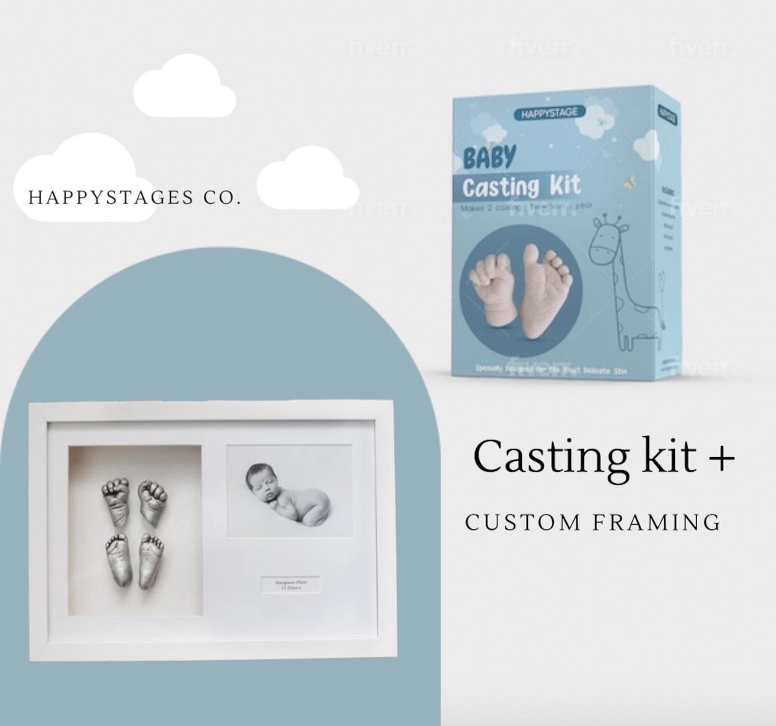 3D Baby Hands and Feet Mould Casting Kit WITH FRAME - Baby Shower Gift ...