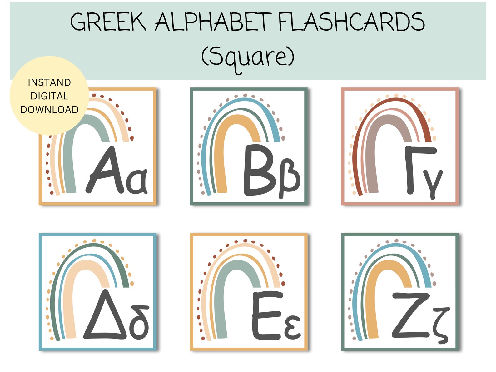 Greek Alphabet Flashcards Greek Alphabet Letters Greek Educational ...