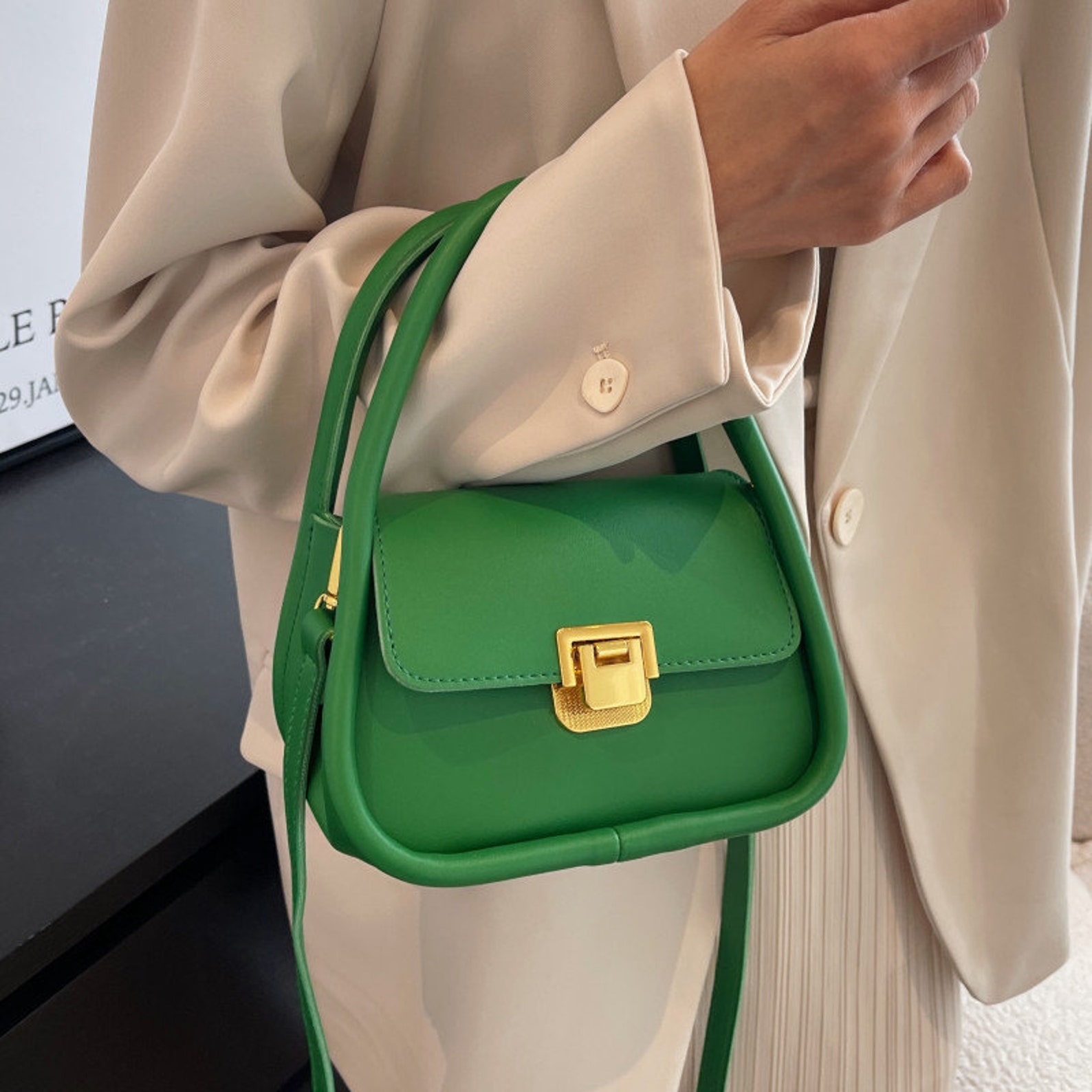 Green Female Shoulder Bags for Women Luxury Pu Leather Shoulder Bag ...