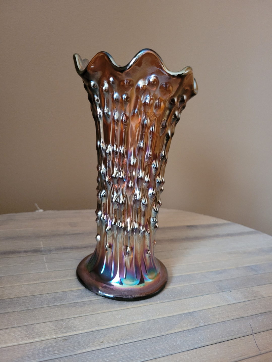 Beautiful Vintage Fenton Carnival Glass Vase April Showers Pattern. - Etsy