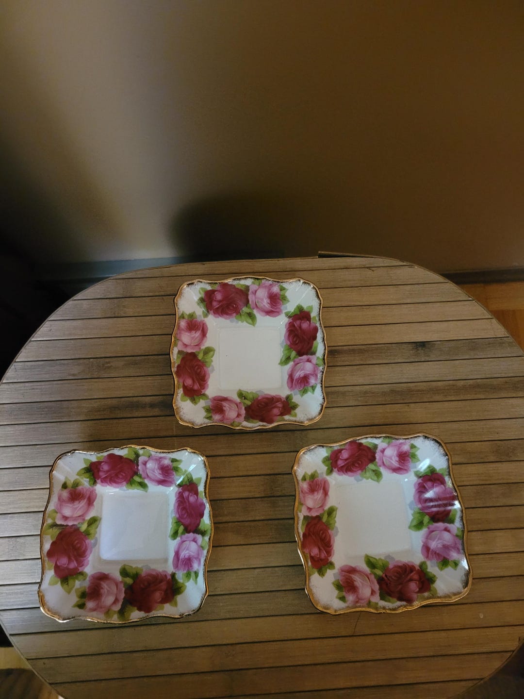 Set of 3 Royal Albert Old English Rose Bone China Trinket Dishes. - Etsy