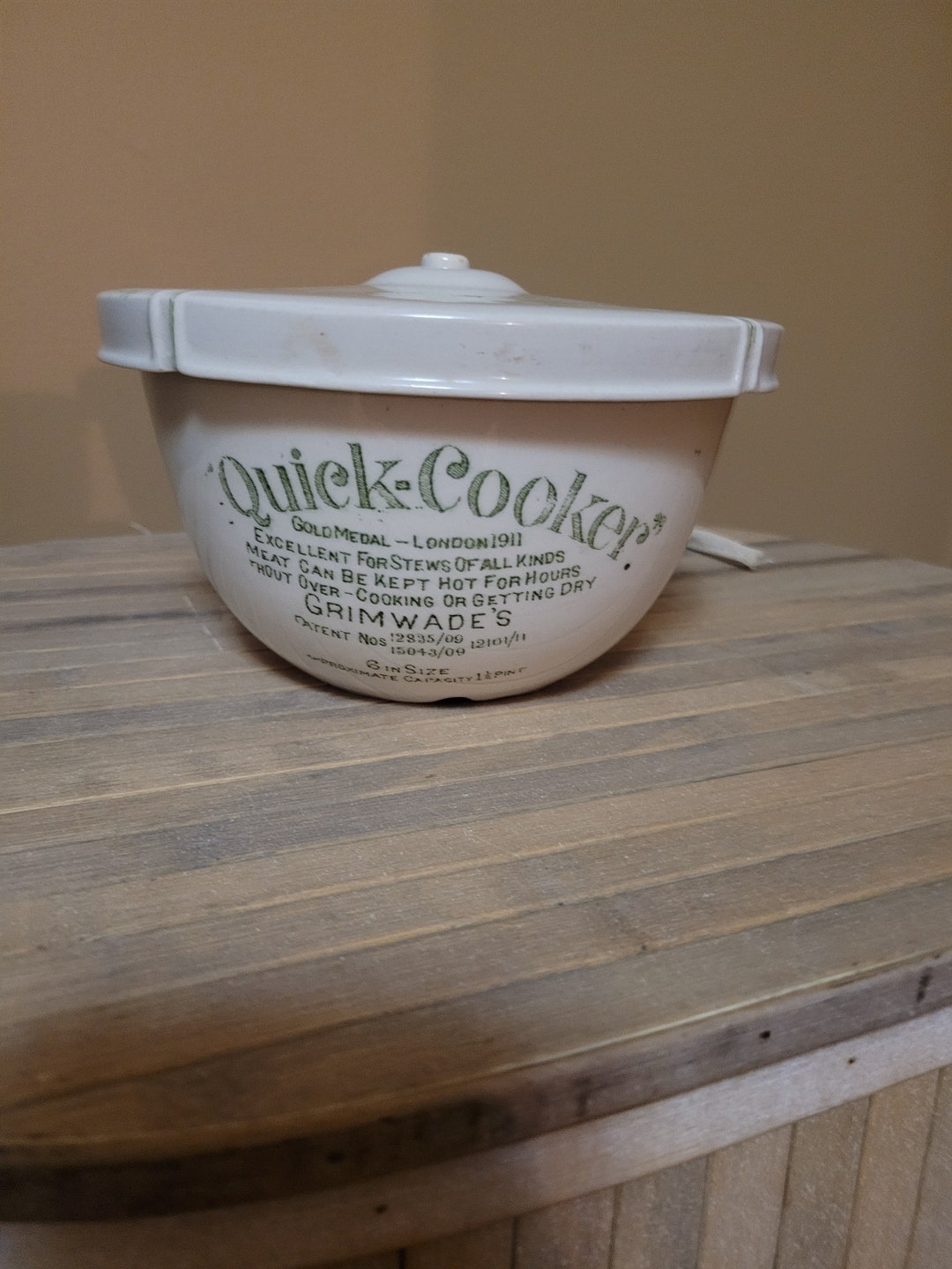 Vintage 1920's Grimwade's England Pottery Quick Cooker Bowl With Lid ...