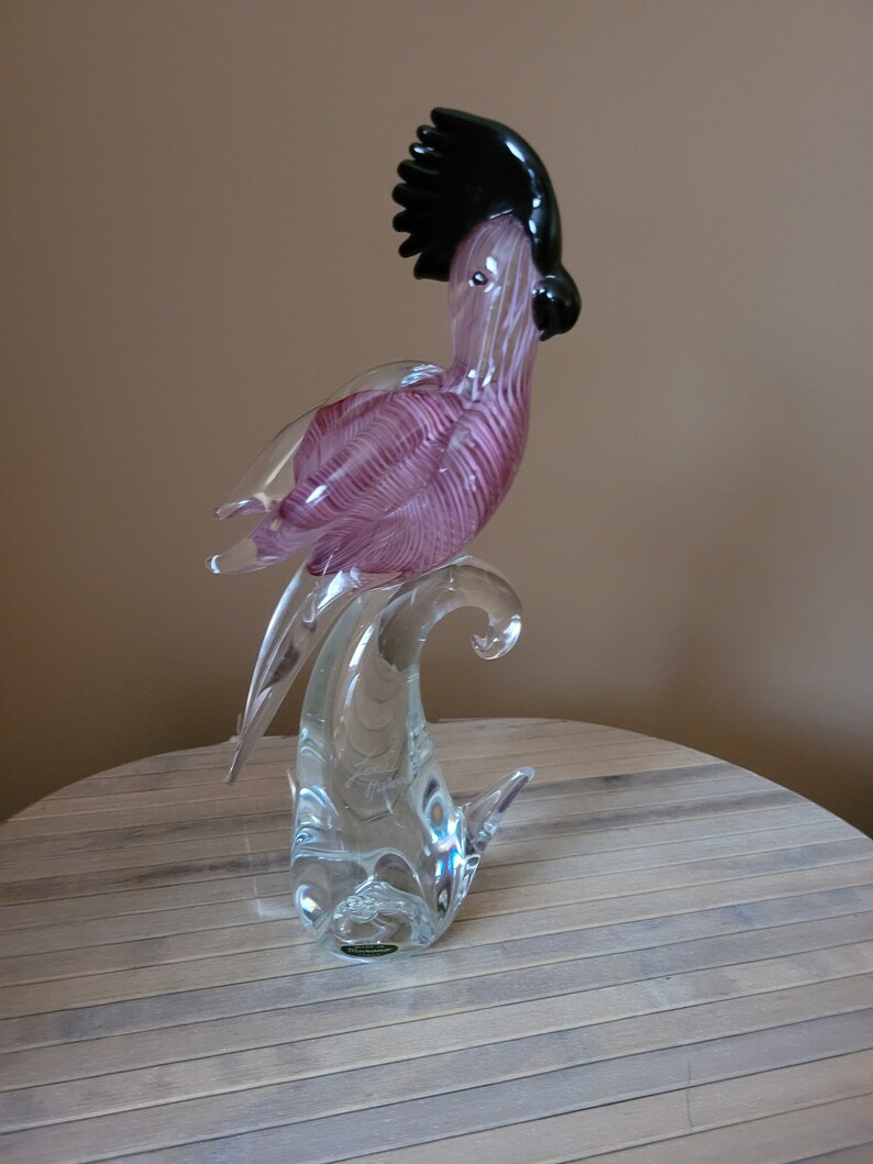 Vintage Murano Art Glass Italy Parrot Cockatoo Figurine 12" High. - Etsy