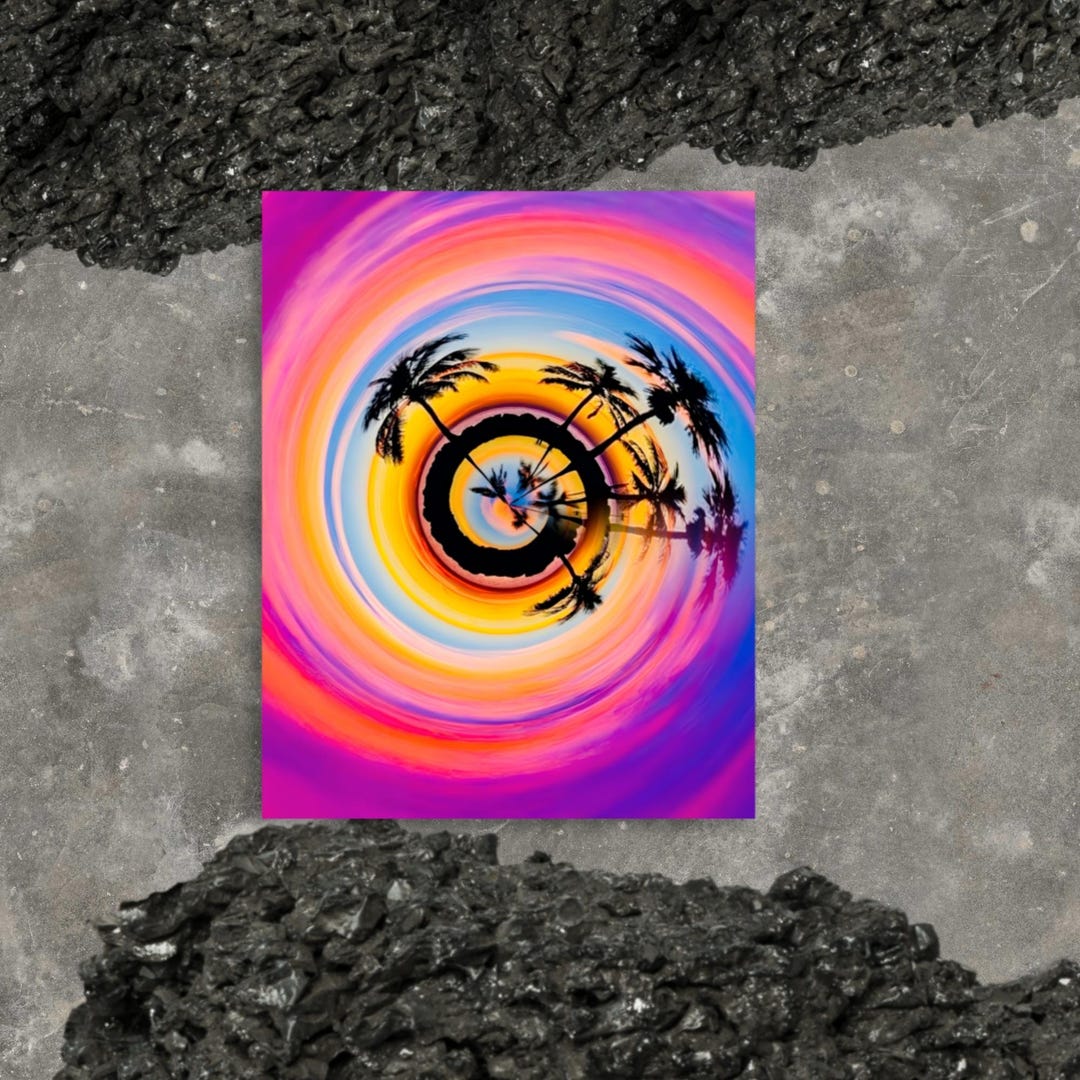 Palm Paradise | Vibrant Palm Tree Poster | Spiral Art | Wall Print ...
