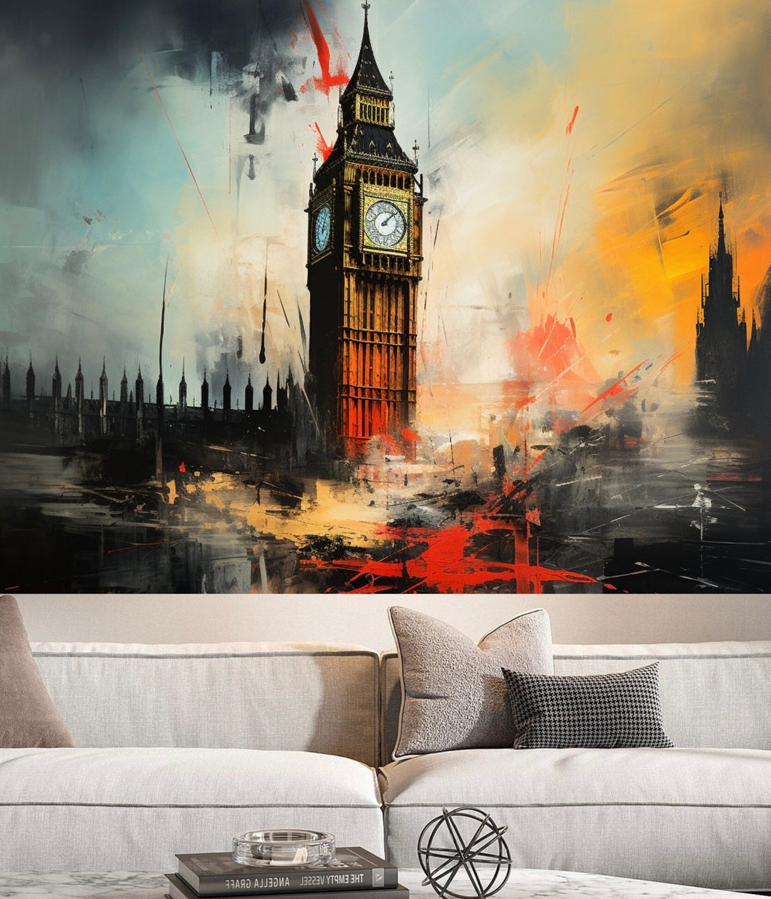 Big Ben Wall Art, London Wall Art Abstract, Gallery Canvas Wraps, London Painting Gift, Big Ben ...