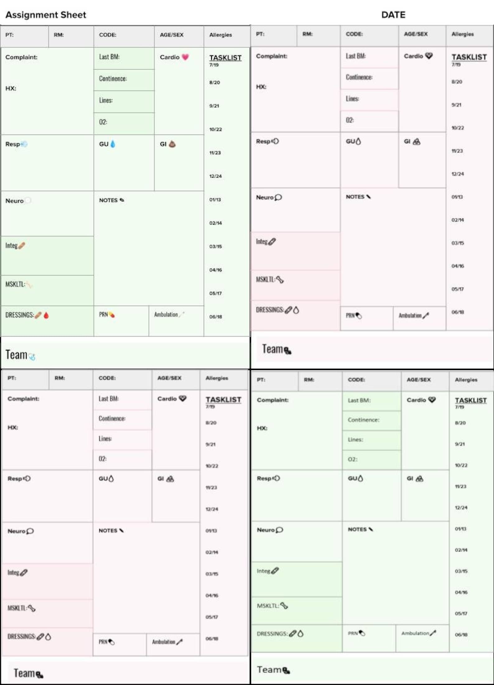 Ultimate Nursing Assignment Sheet - All Specialties- Patient Report ...