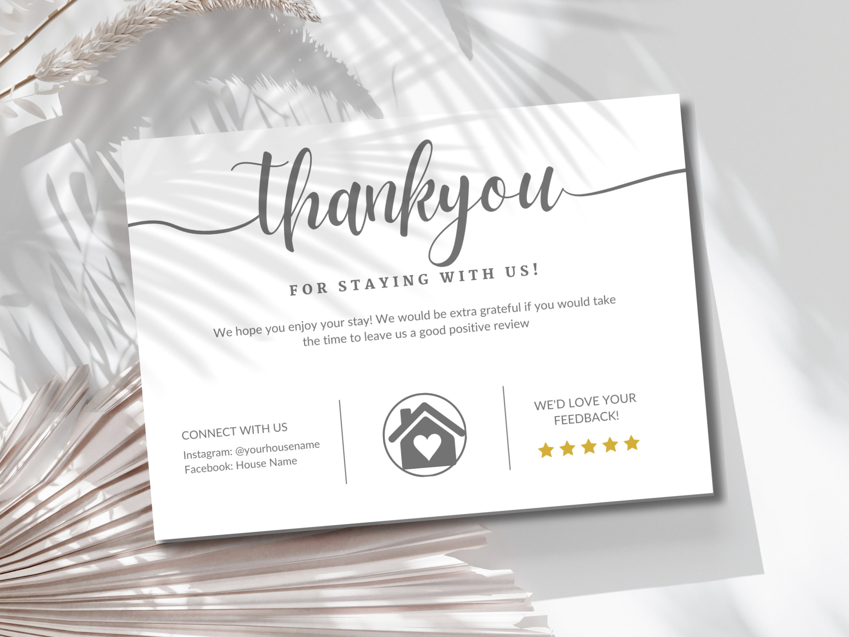 Airbnb Host Thank You Cards, Customizable Guest Appreciation, Review ...