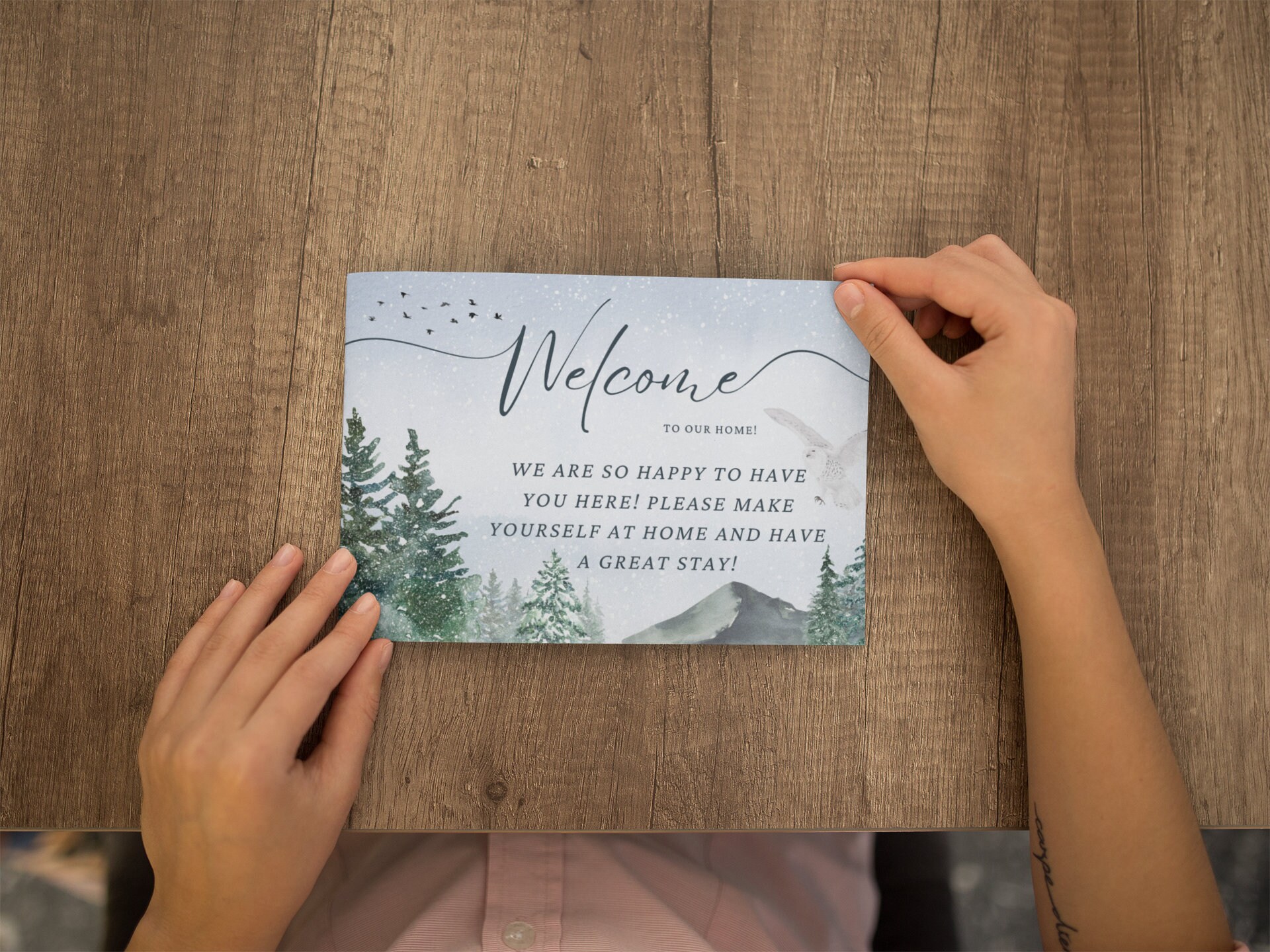 Customizable Airbnb Welcome Card: Winter Forest Design (PDF) - Etsy