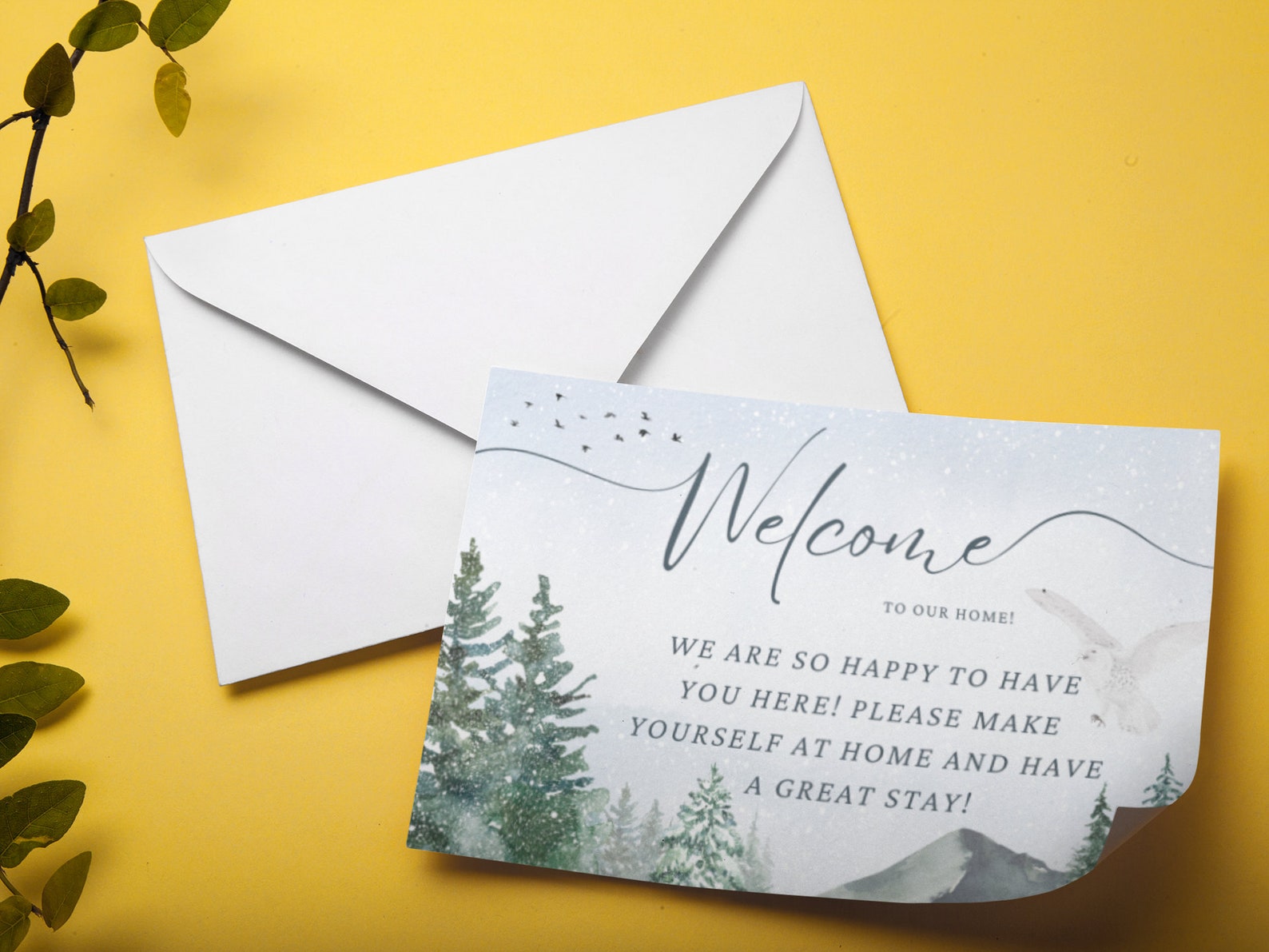 Customizable Airbnb Welcome Card: Winter Forest Design (PDF) - Etsy
