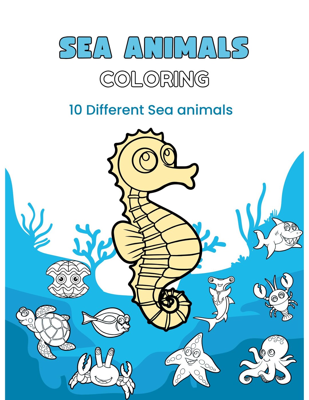 Sea Animals Coloring Book for Kids: Ocean Theme Activity (digital ...
