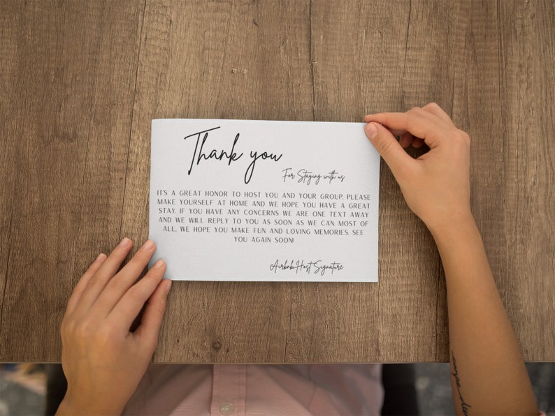 Airbnb Welcome Card Template: Thank You Note for Guests (PDF) - Etsy