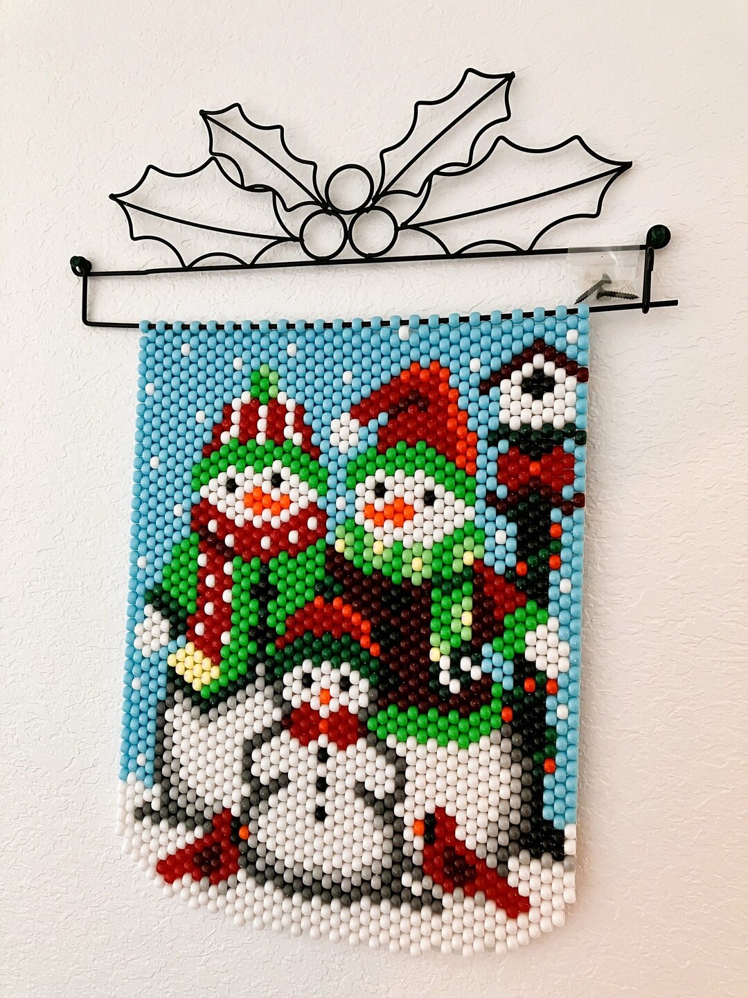 Snowman Trio With Cardinals Bead Flag - Etsy