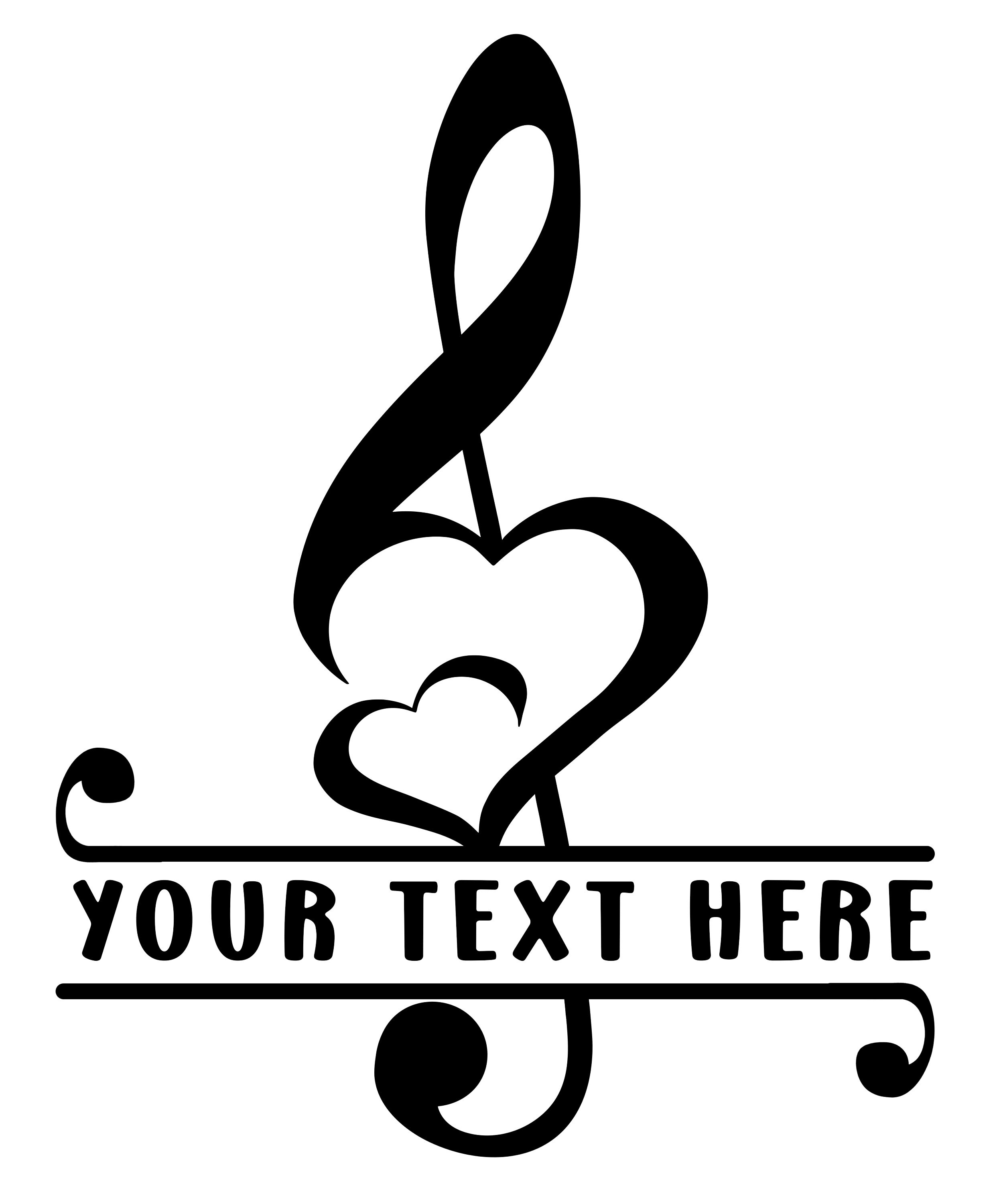 Music Note Name Svg, Split Music Note, Treble Clef, Two Hearts Svg ...