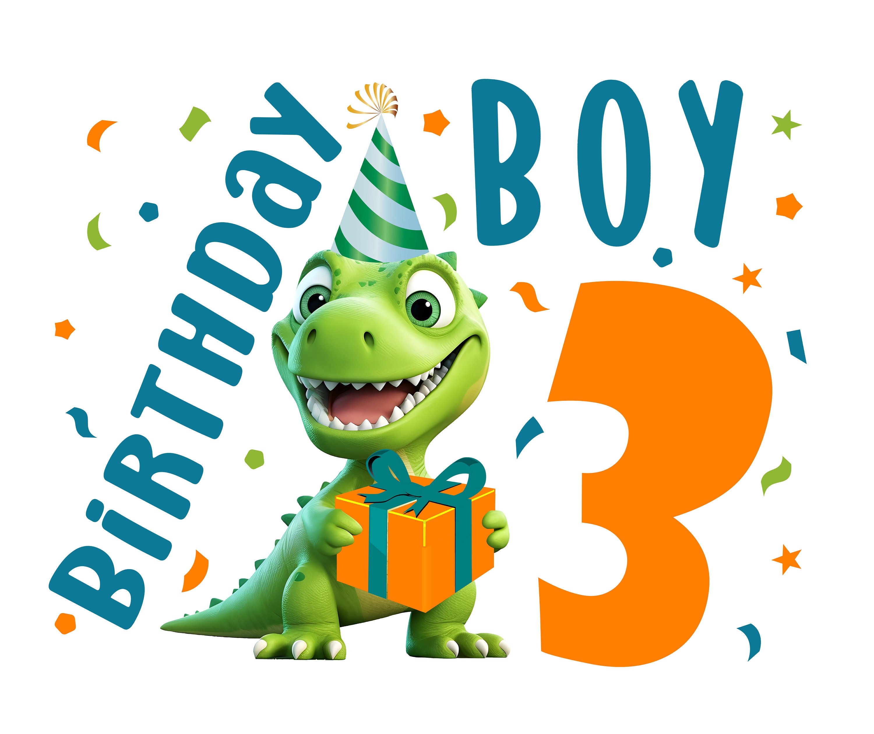 3th Birthday PNG, Dinosaur Birthday Boy PNG, Dinosaur T-rex, Three T ...