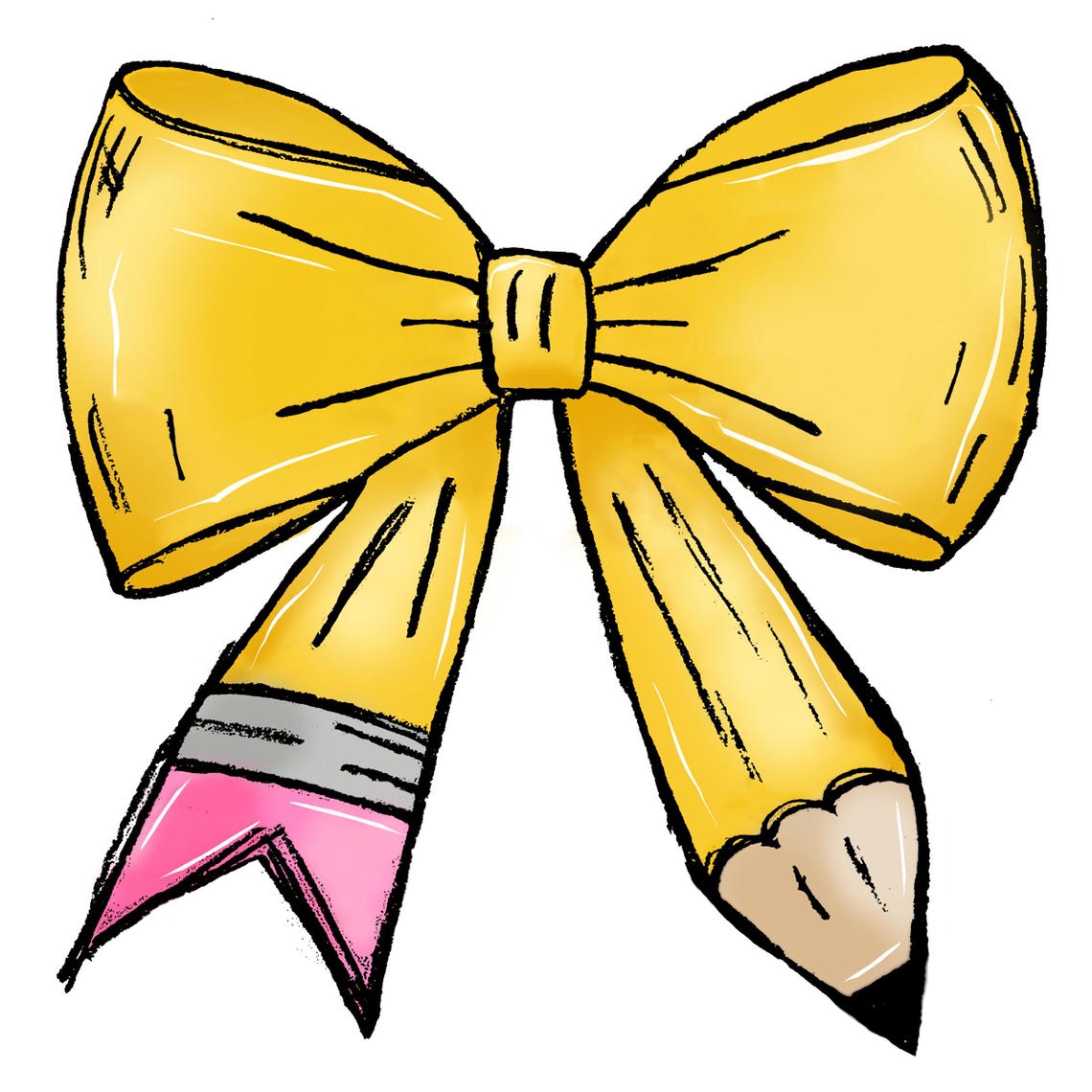 School Bow Png, Back to School Sublimation PNG, Hand Drawn, Digital ...