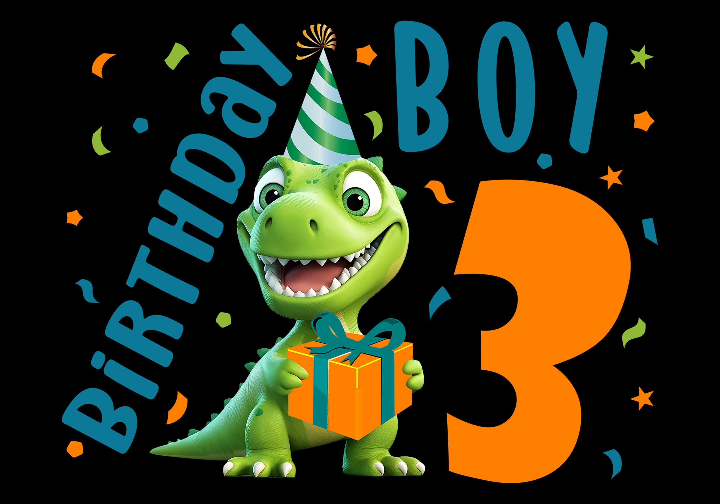3th Birthday PNG, Dinosaur Birthday Boy PNG, Dinosaur T-rex, Three T ...