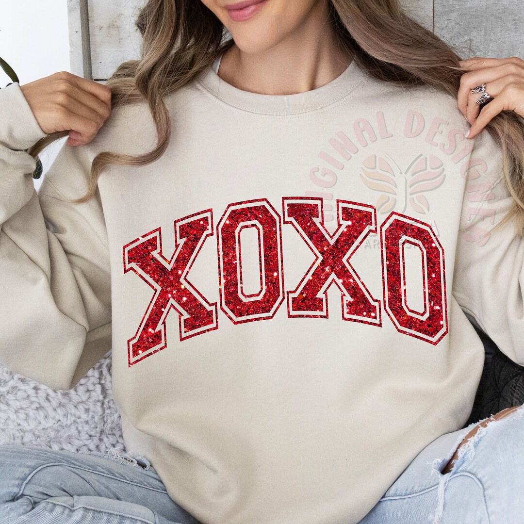 Red XOXO Sparkly Faux Sequins, Valentines Day Png, Love Xoxo Png ...