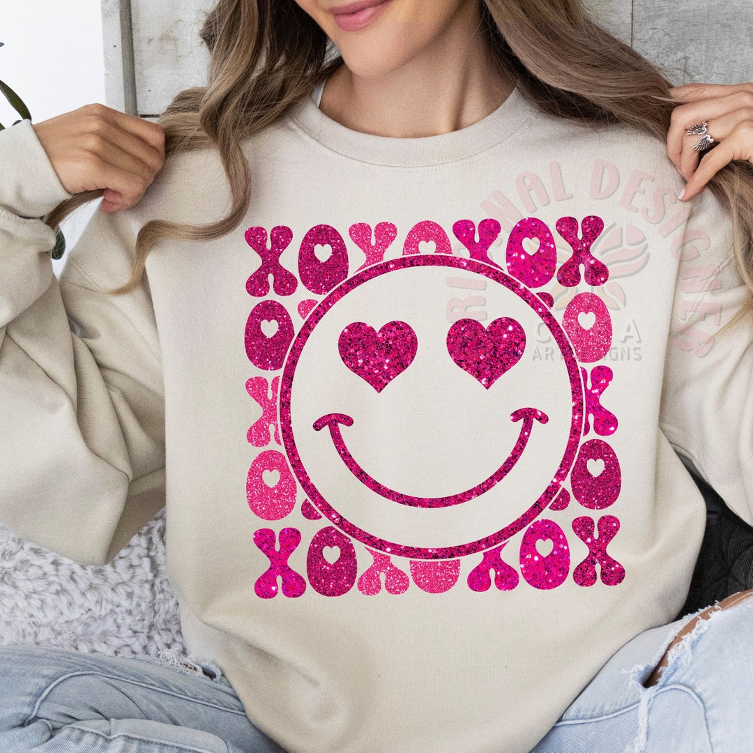Xoxo Smiley Face Sequins Glitter Png, Glitter Valentine Png, Valentine ...