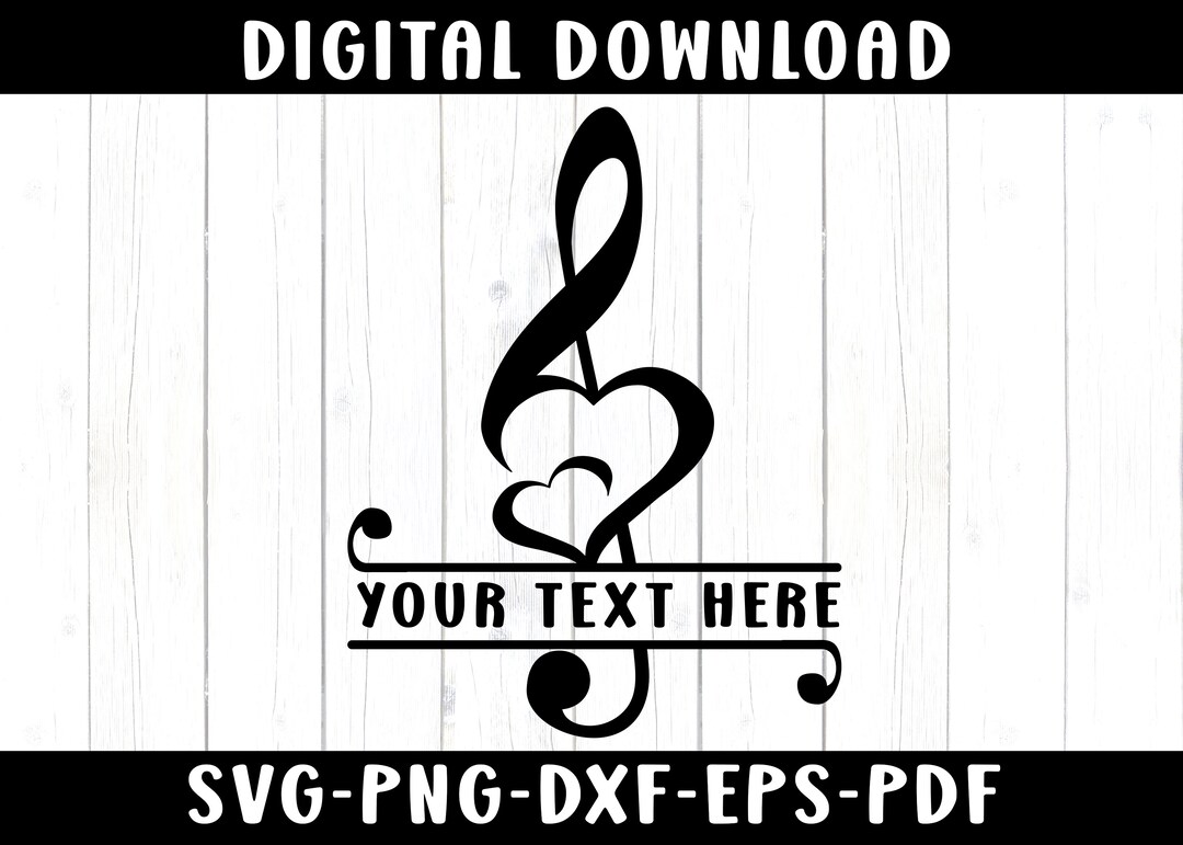 Music Note Name Svg, Split Music Note, Treble Clef, Two Hearts Svg ...